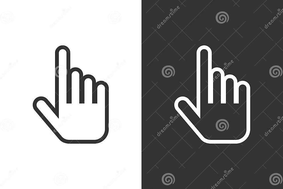 Hand Cursor Icon, Outlined, Vector Illustration. Stock Vector ...