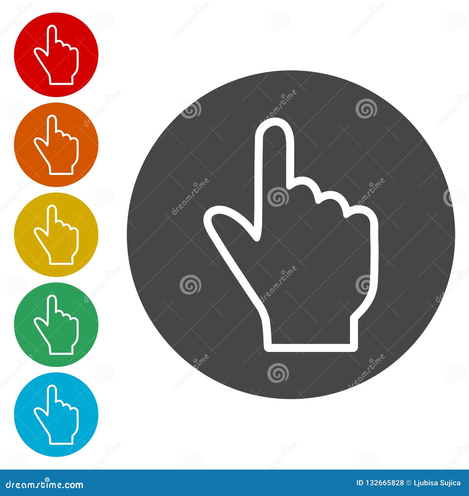 Hand cursor, hand icon stock vector. Illustration of nudge - 132665828