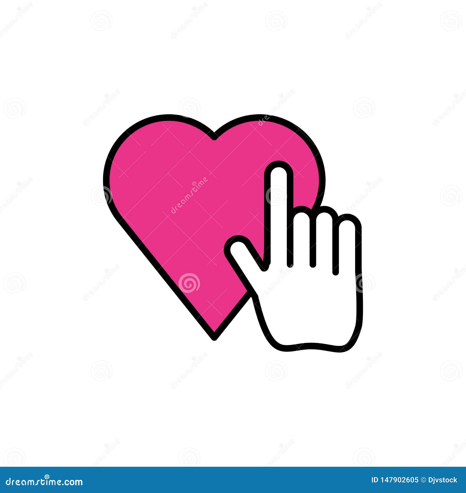 Hand Cursor Index with Heart Stock Illustration - Illustration of hand ...