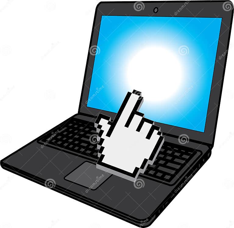 Hand Cursor on Laptop Screen Stock Vector - Illustration of monitor ...