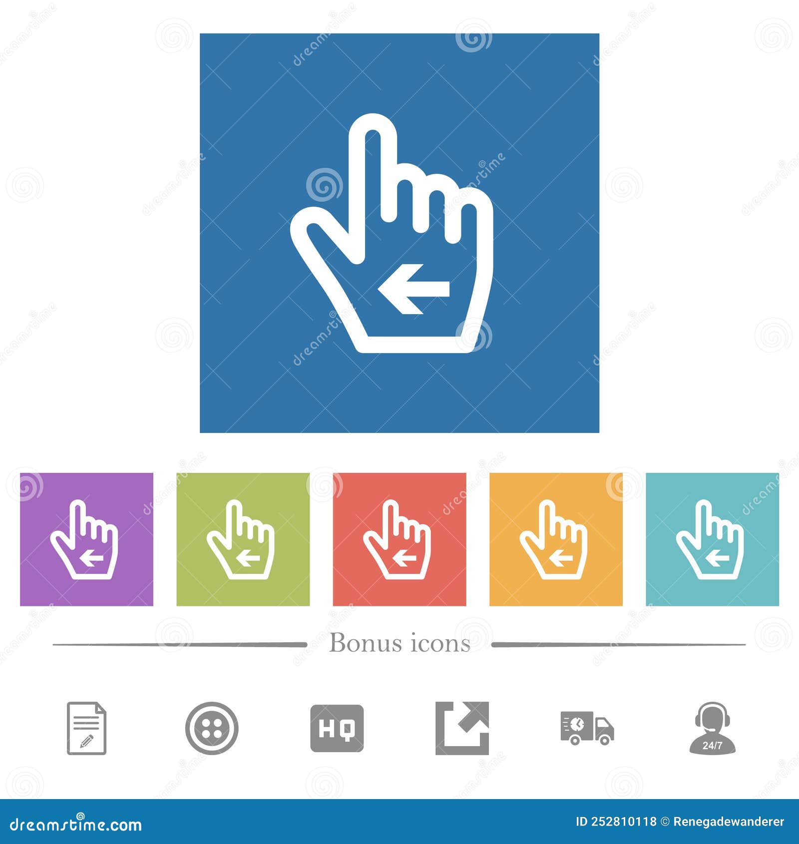 Hand Cursor Left Outline Flat White Icons in Square Backgrounds Stock ...