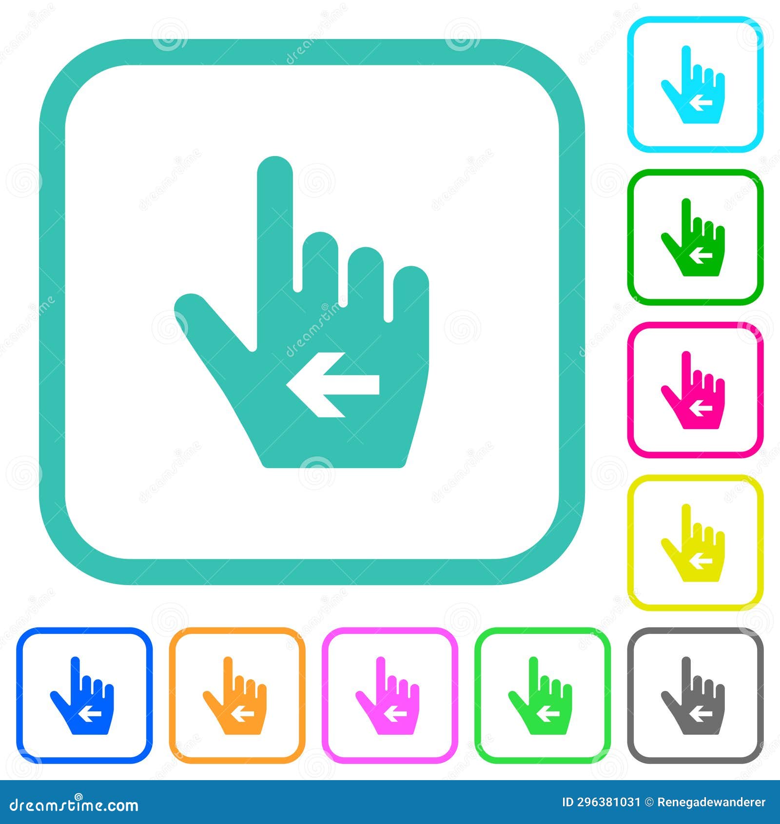 Hand Cursor Left Solid Vivid Colored Flat Icons Stock Vector ...