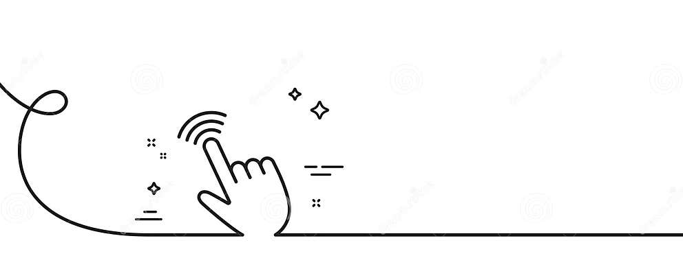 Hand Cursor Line Icon Click Action Sign Continuous Line With Curl Vector Stock Illustration