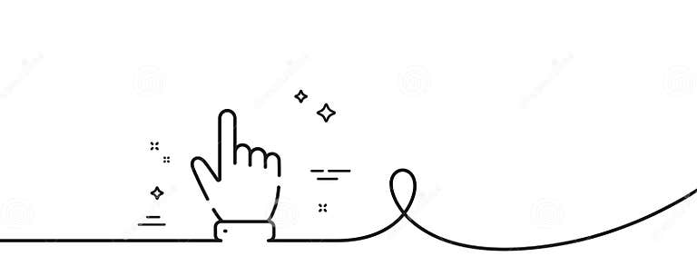 Hand Cursor Line Icon Click Action Sign Continuous Line With Curl Vector Stock Vector