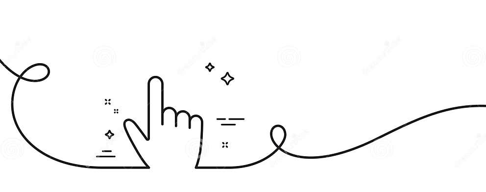 Hand Cursor Line Icon Click Action Sign Continuous Line With Curl