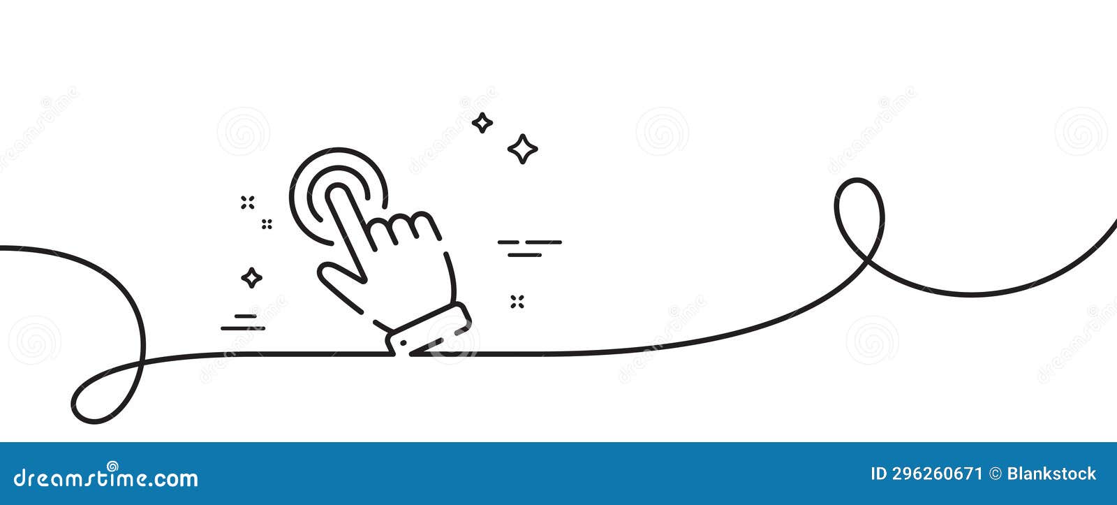 Hand Cursor Line Icon Click Action Sign Continuous Line With Curl Vector Stock Vector