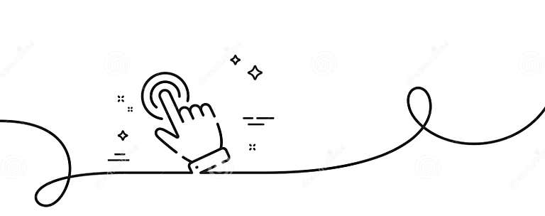 Hand Cursor Line Icon Click Action Sign Continuous Line With Curl Vector Stock Vector