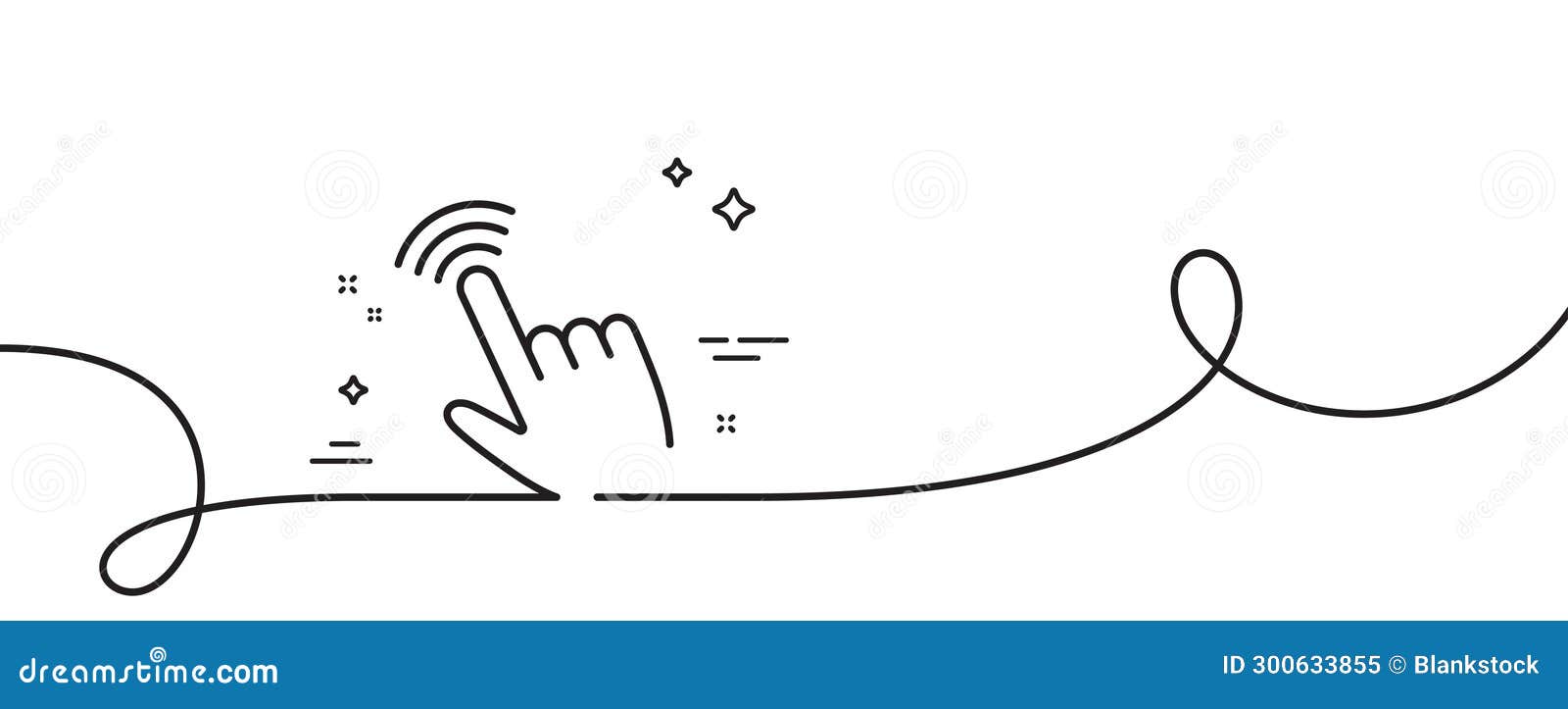 Hand Cursor Line Icon Click Action Sign Continuous Line With Curl