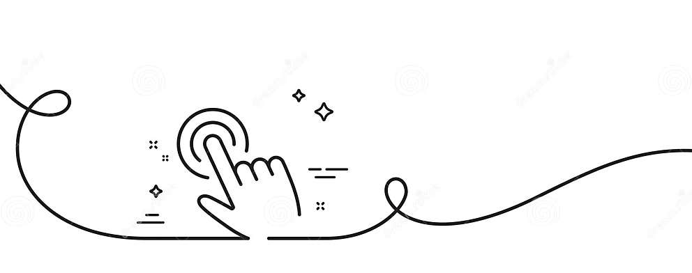 Hand Cursor Line Icon. Click Action Sign. Continuous Line with Curl. Vector Stock Vector ...
