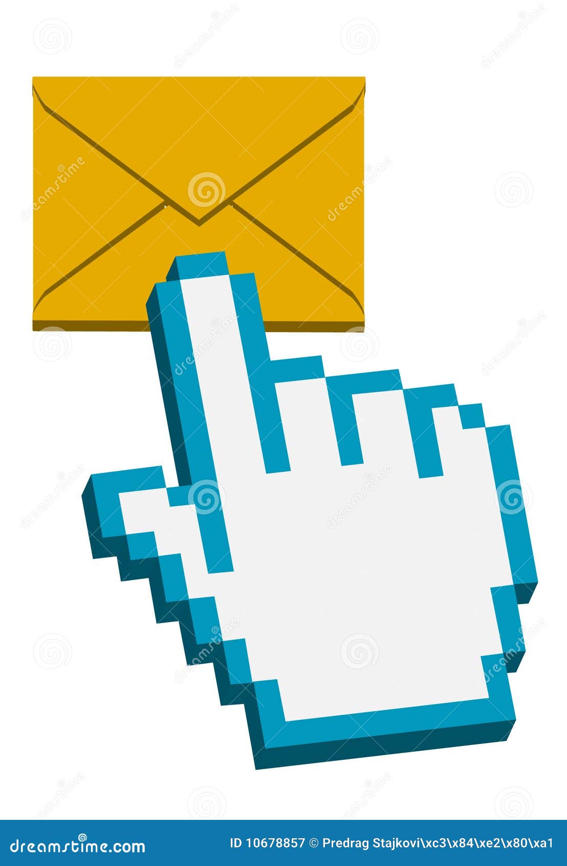 Hand cursor on mail button stock vector. Illustration of mark - 10678857