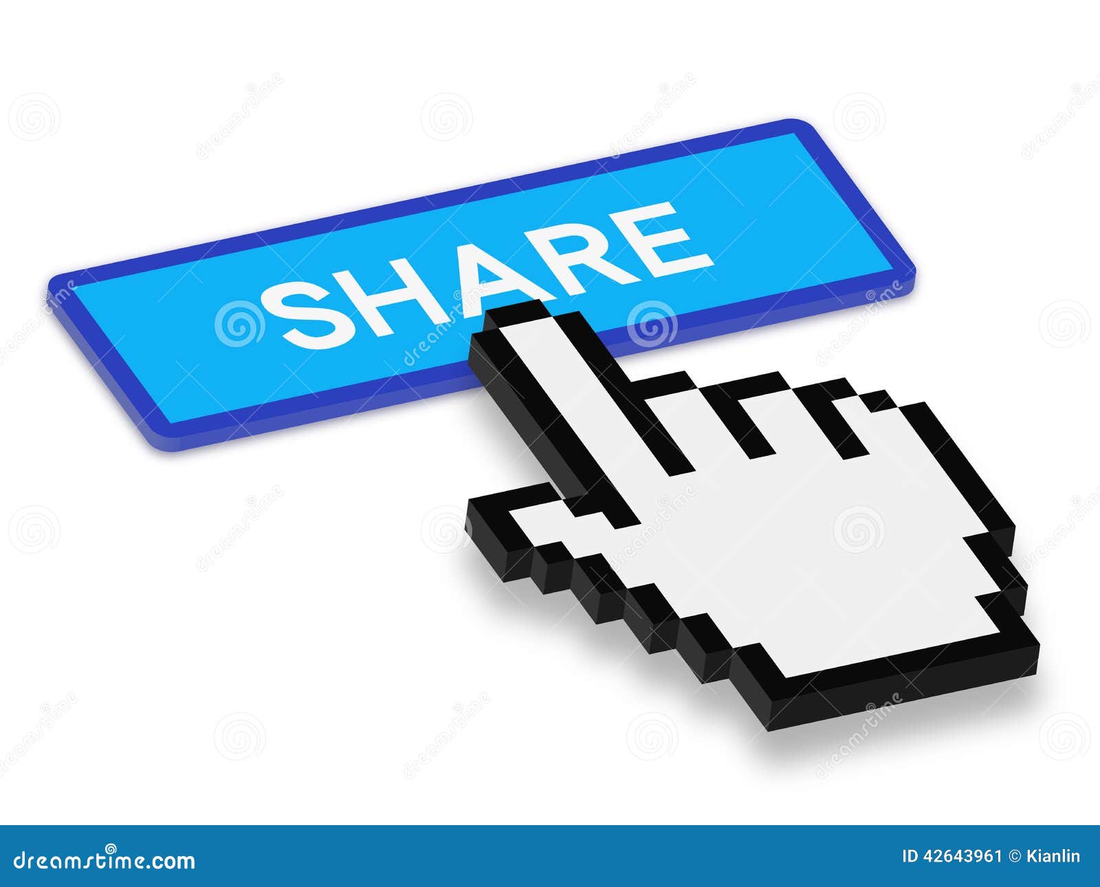 Hand Cursor Press Share Button Stock Illustration - Illustration of ...