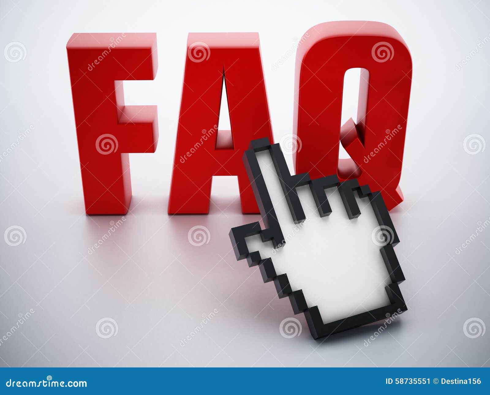 Hand Cursor on Red FAQ Word Stock Illustration - Illustration of hand ...
