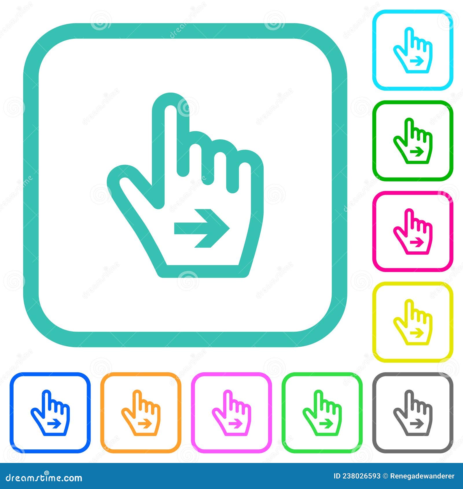 Hand Cursor Right Outline Vivid Colored Flat Icons Stock Vector ...