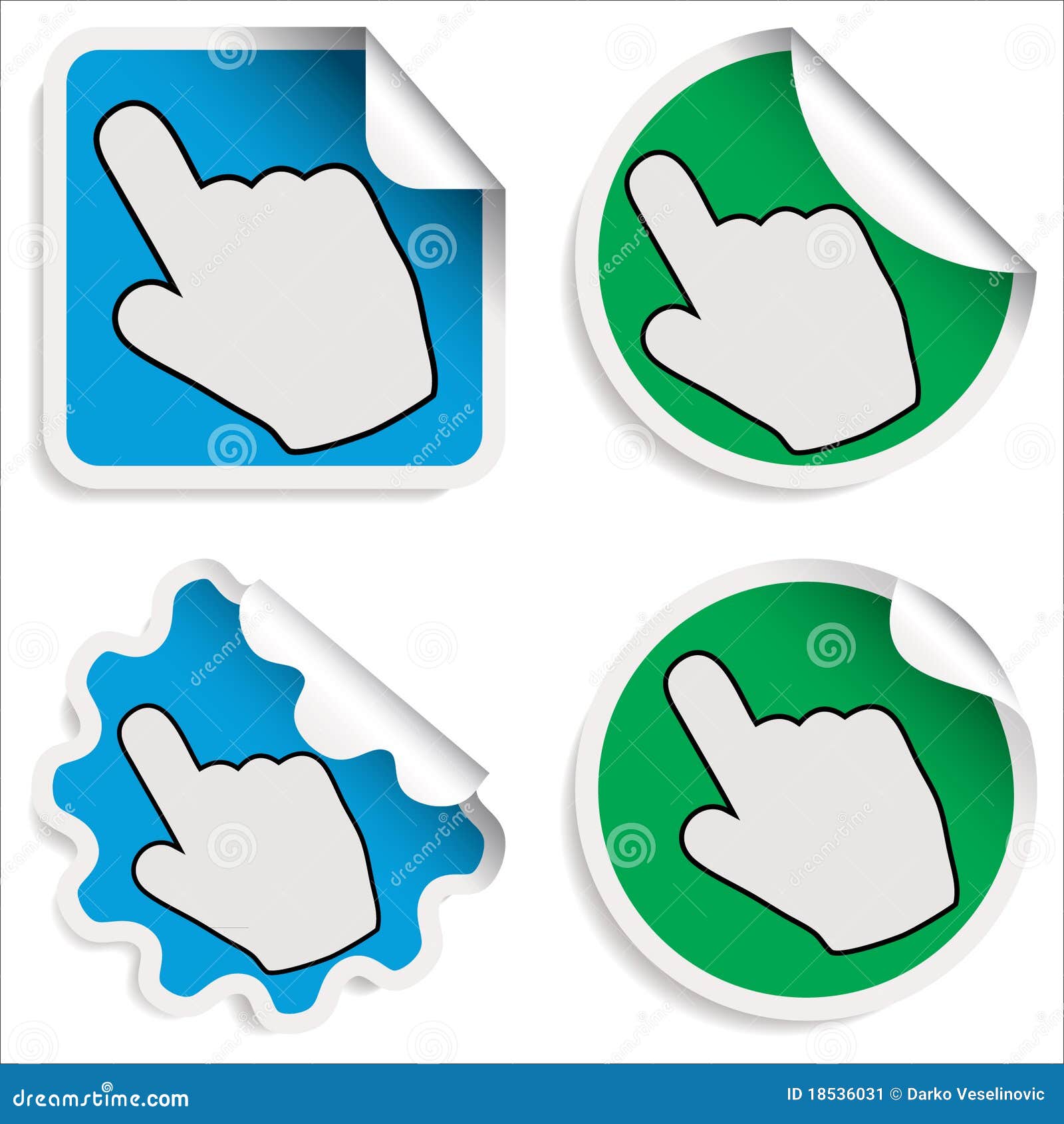 Hand Cursor Stickers stock vector. Illustration of peeling - 18536031
