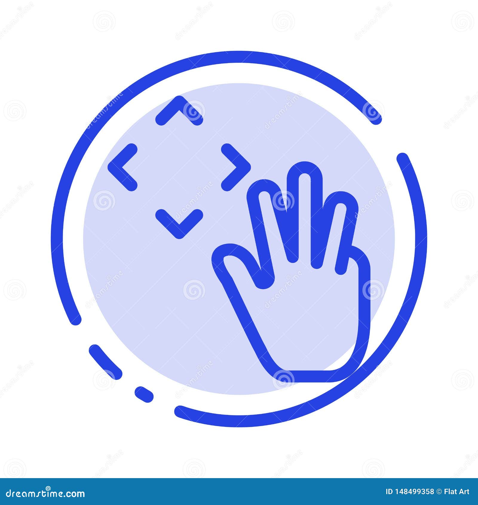 Hand, Hand Cursor, Up, Croup Blue Dotted Line Line Icon Stock Vector ...