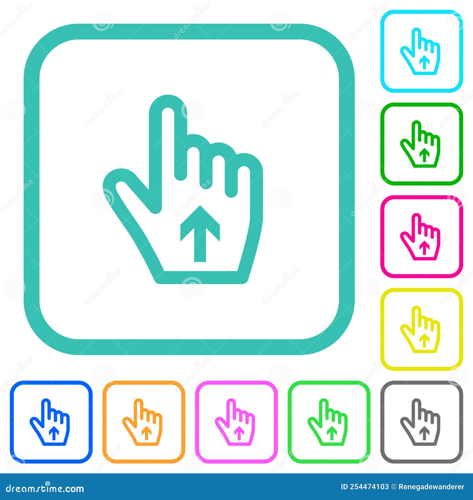 Hand Cursor Up Outline Vivid Colored Flat Icons Stock Vector ...