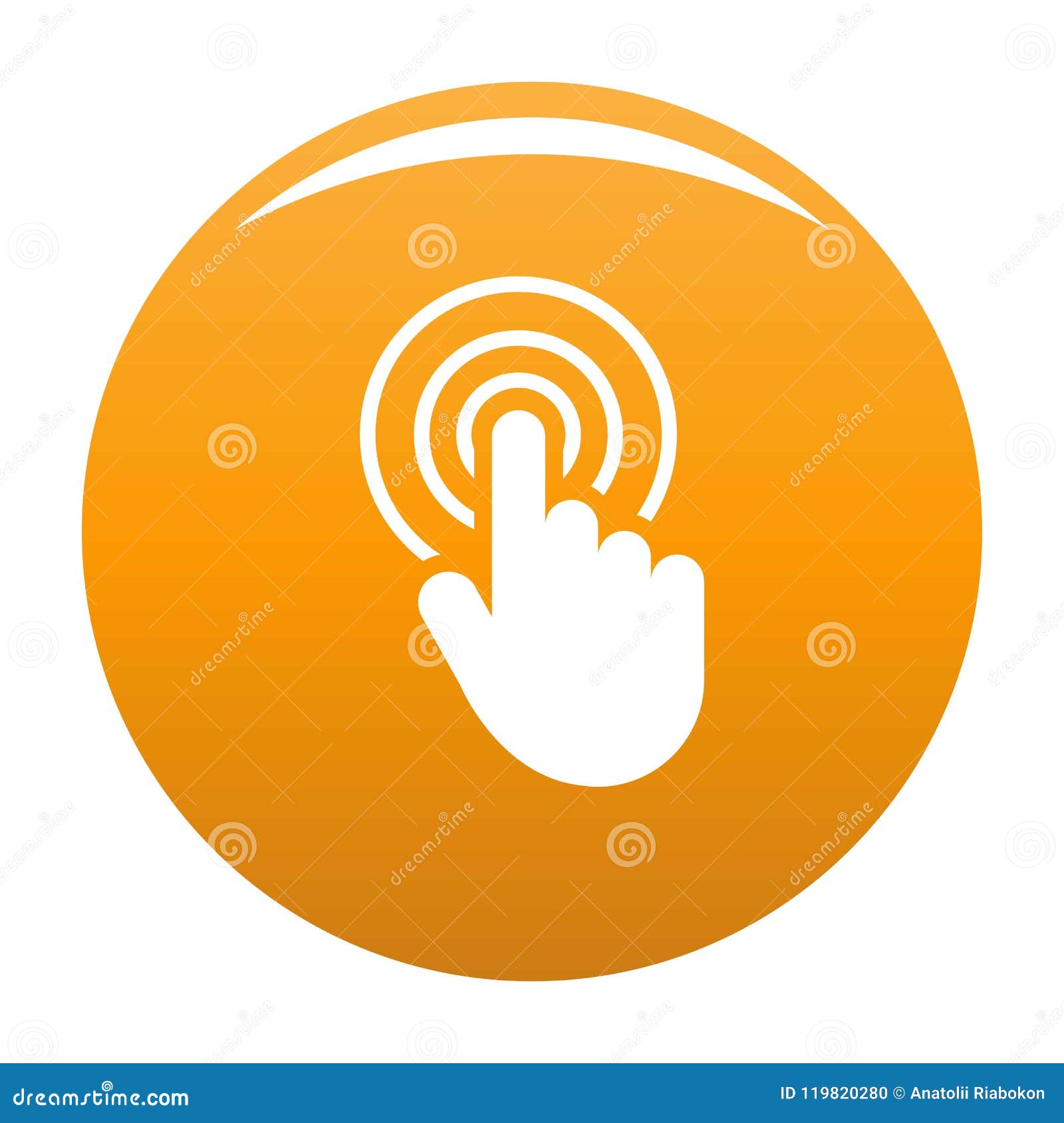Hand Cursor Web Icon Vector Orange Stock Vector - Illustration of ...