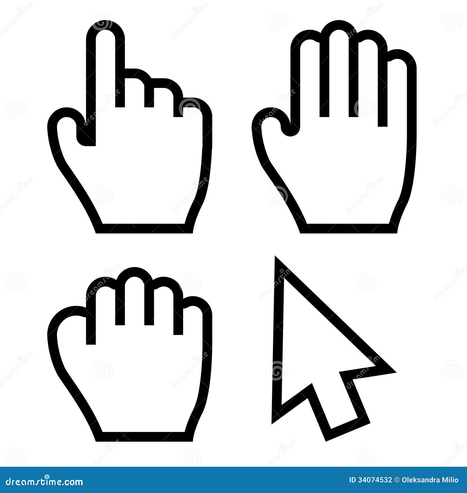 Hand Cursors Vector stock vector. Illustration of link - 34074532