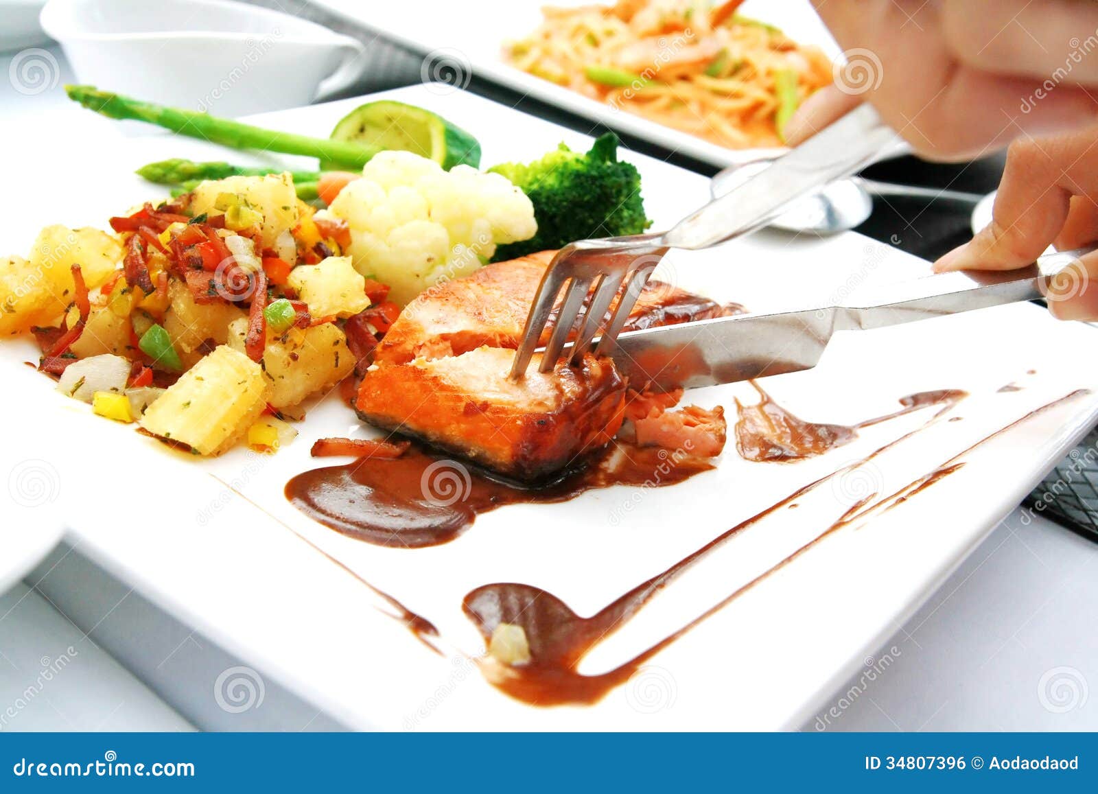Hand cut fish steak stock photo. Image of colors, grill - 34807396