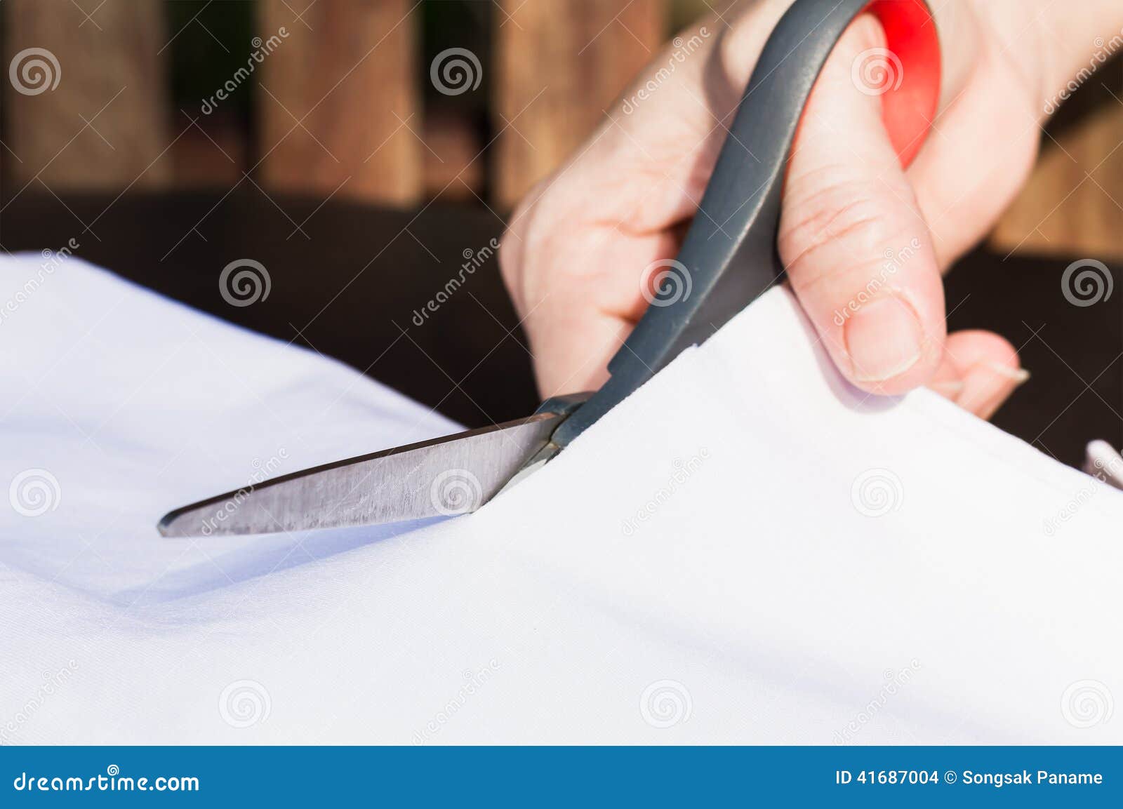 Hand cut white fabric stock photo. Image of fiber, hand - 41687004