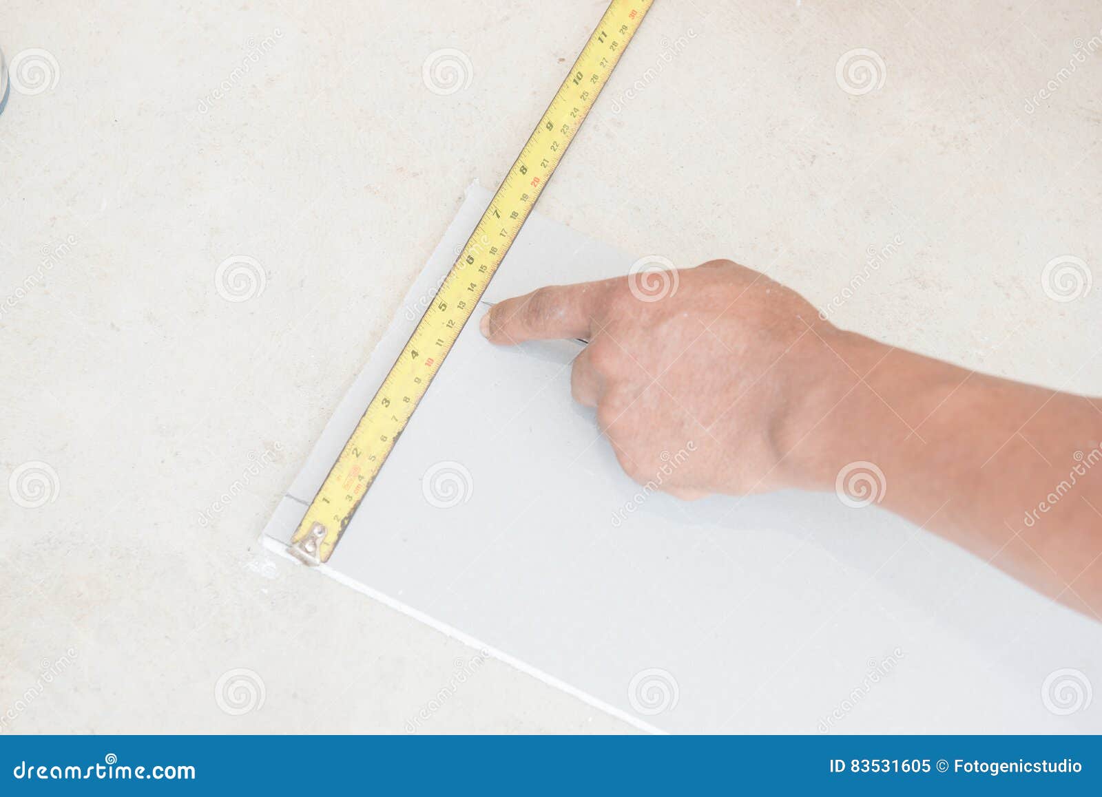 Hand Cutting Plaster Boards Stock Image - Image of implement ...