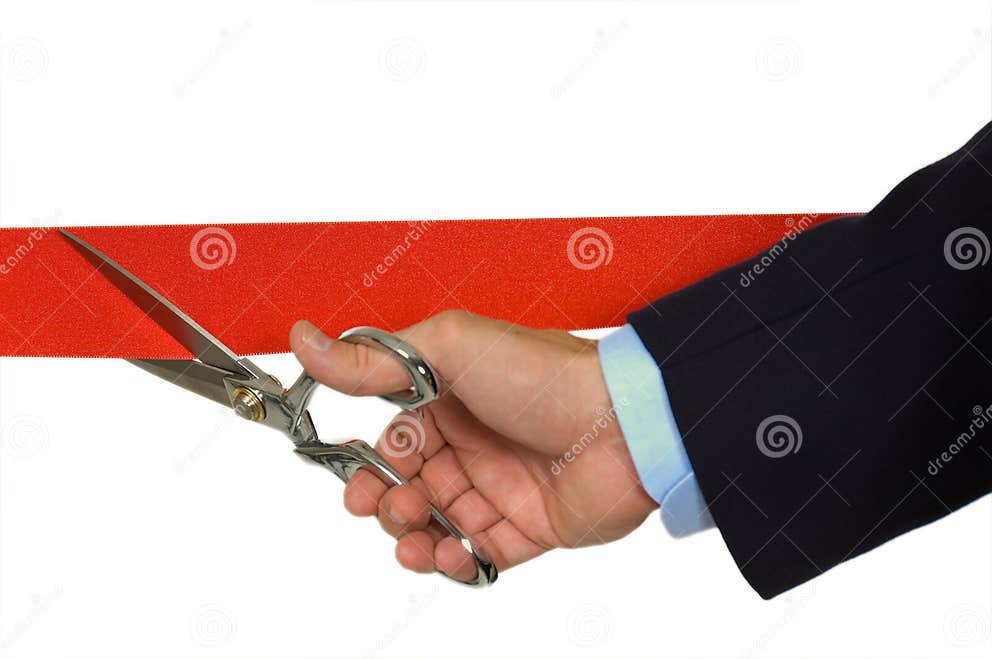 Hand cutting red ribbon stock image. Image of finger, start - 2931859