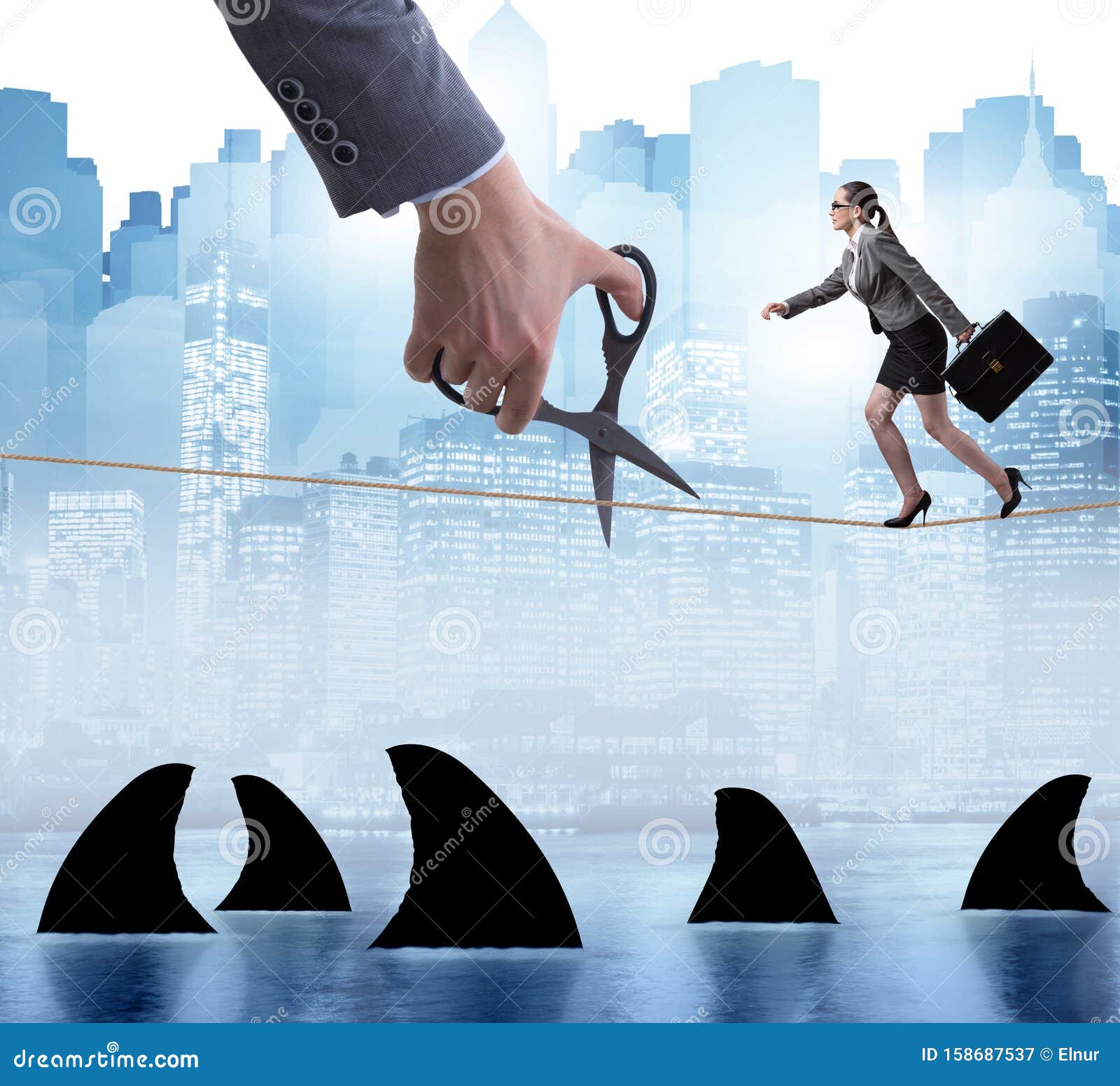 Hand Cutting Rope in Business Risk Concept Stock Image - Image of ...