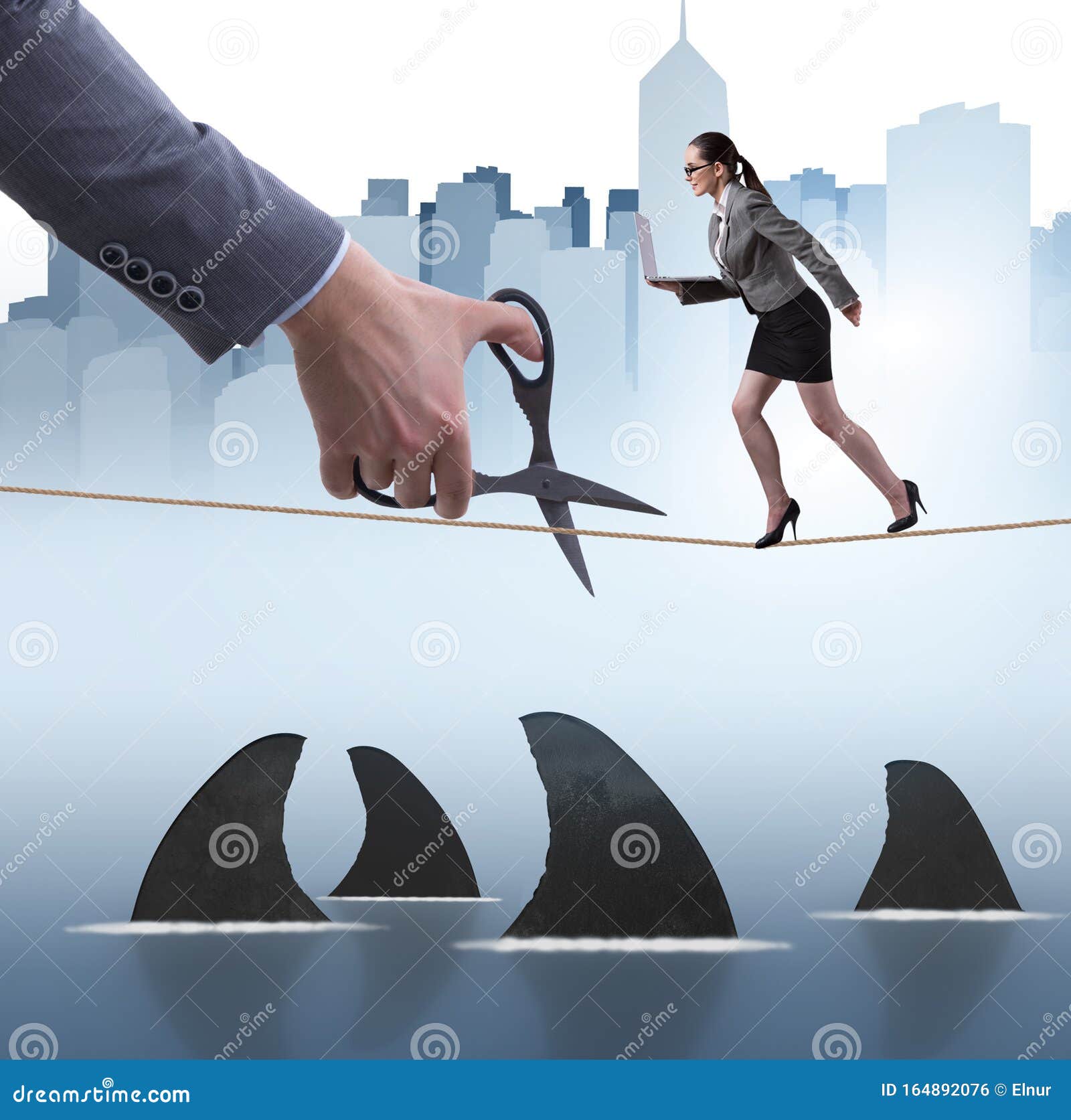 Hand Cutting Rope in Business Risk Concept Stock Photo - Image of risky ...