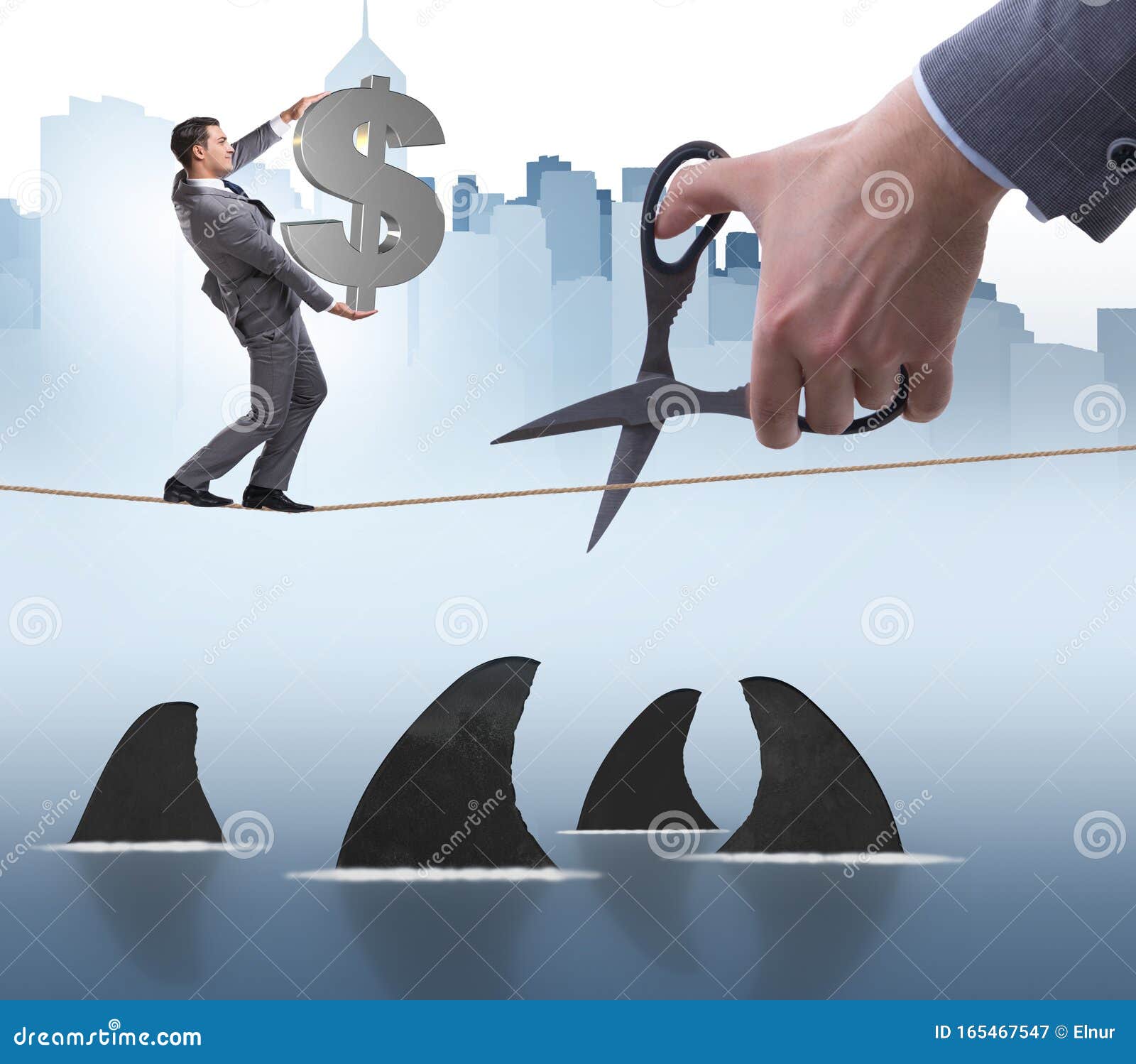 Hand Cutting Rope in Business Risk Concept Stock Image - Image of ...
