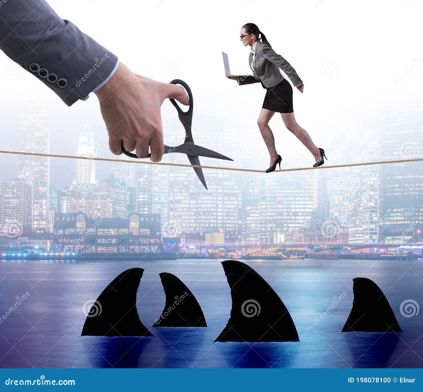 Hand Cutting Rope in Business Risk Concept Stock Photo - Image of ...