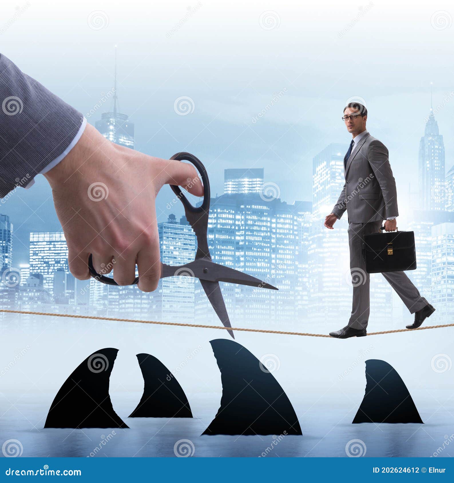 Hand Cutting Rope in Business Risk Concept Stock Photo - Image of ...