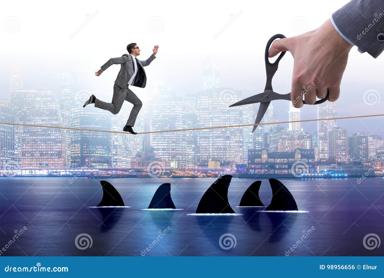 The Hand Cutting Rope in Business Risk Concept Stock Photo - Image of ...