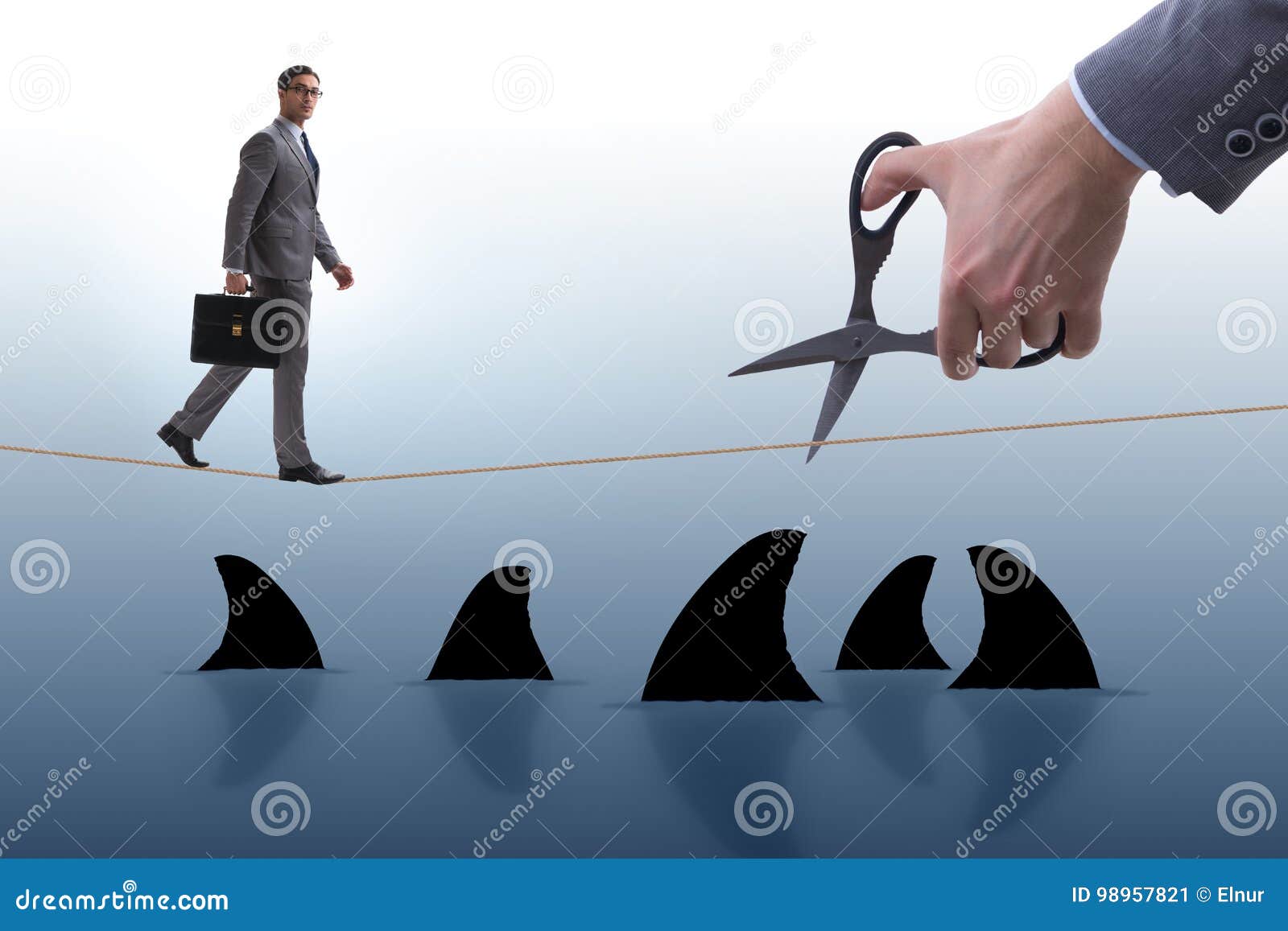 The Hand Cutting Rope in Business Risk Concept Stock Image - Image of ...