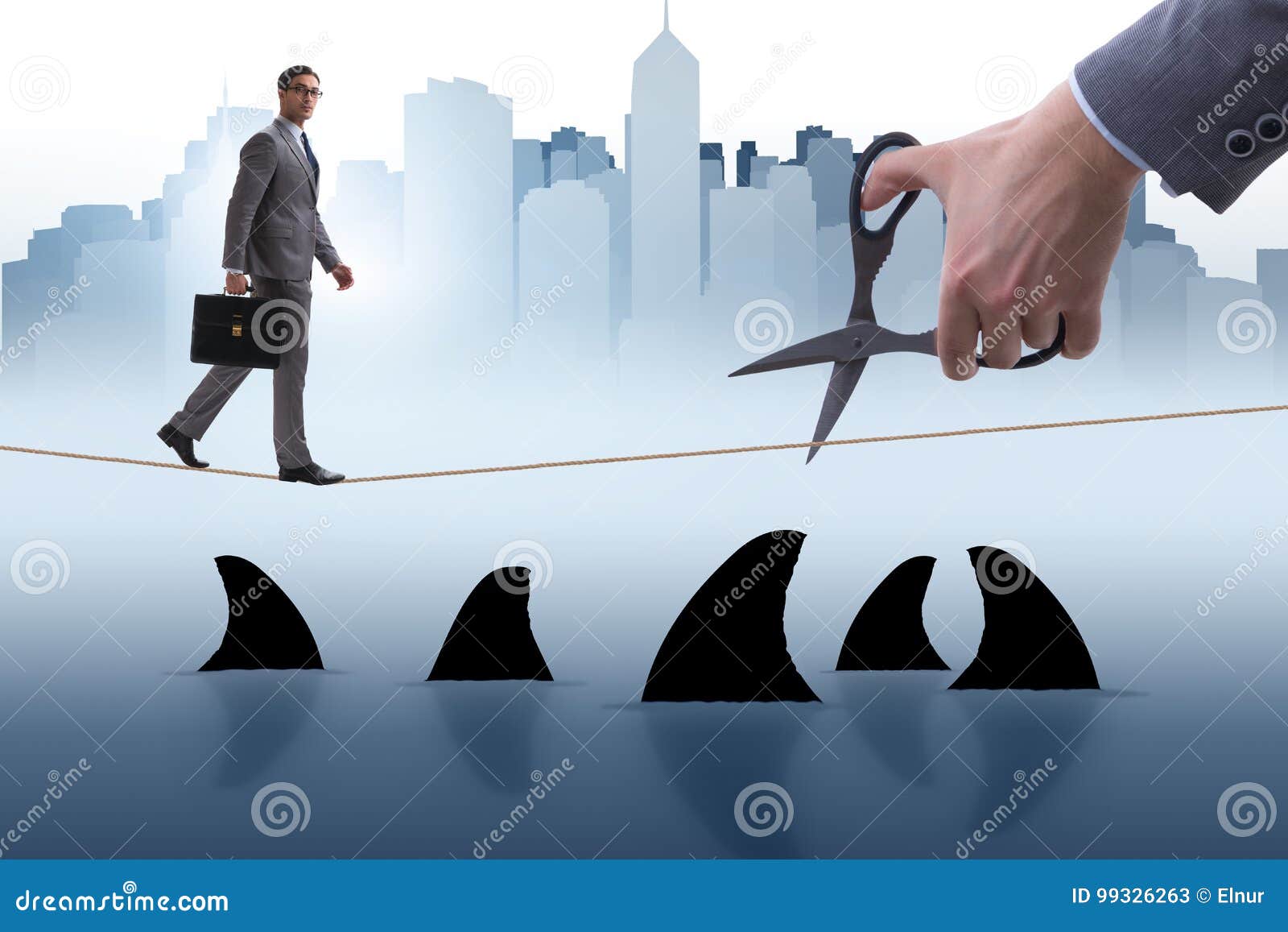 The Hand Cutting Rope in Business Risk Concept Stock Image - Image of ...