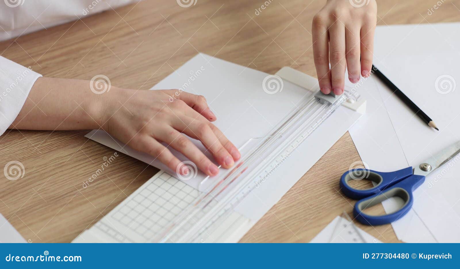 Hand Cutting White Sheet of Paper with Paper Cutter Stock Footage ...