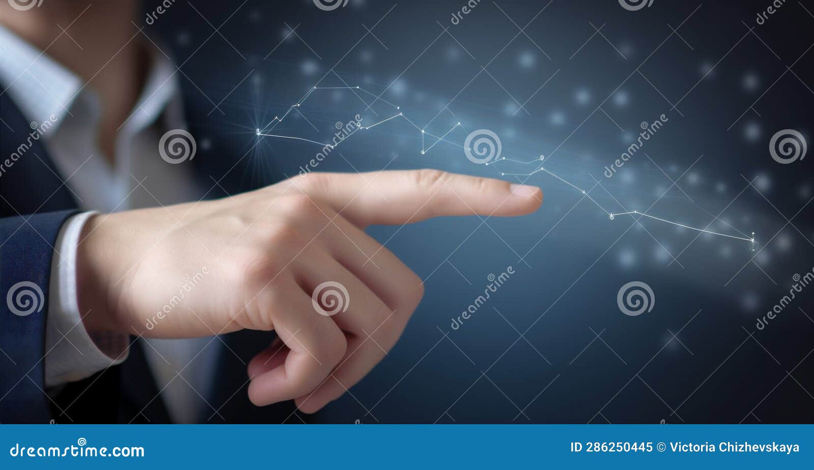 Hand Cyberspace Business Concept Virtual Analysis Graph Chart ...