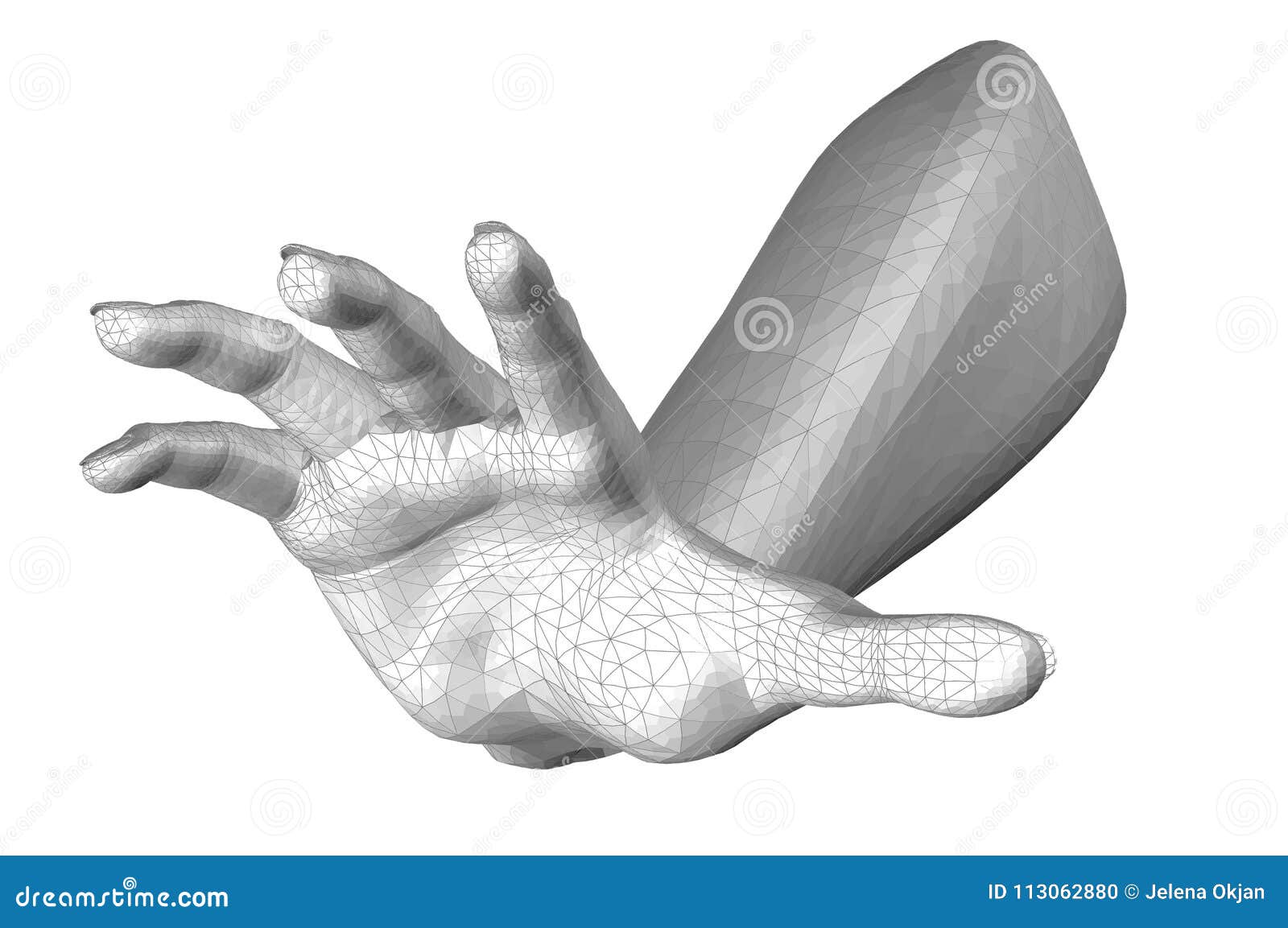 Hand 3D Blueprint - Isolated Stock Illustration - Illustration of ...