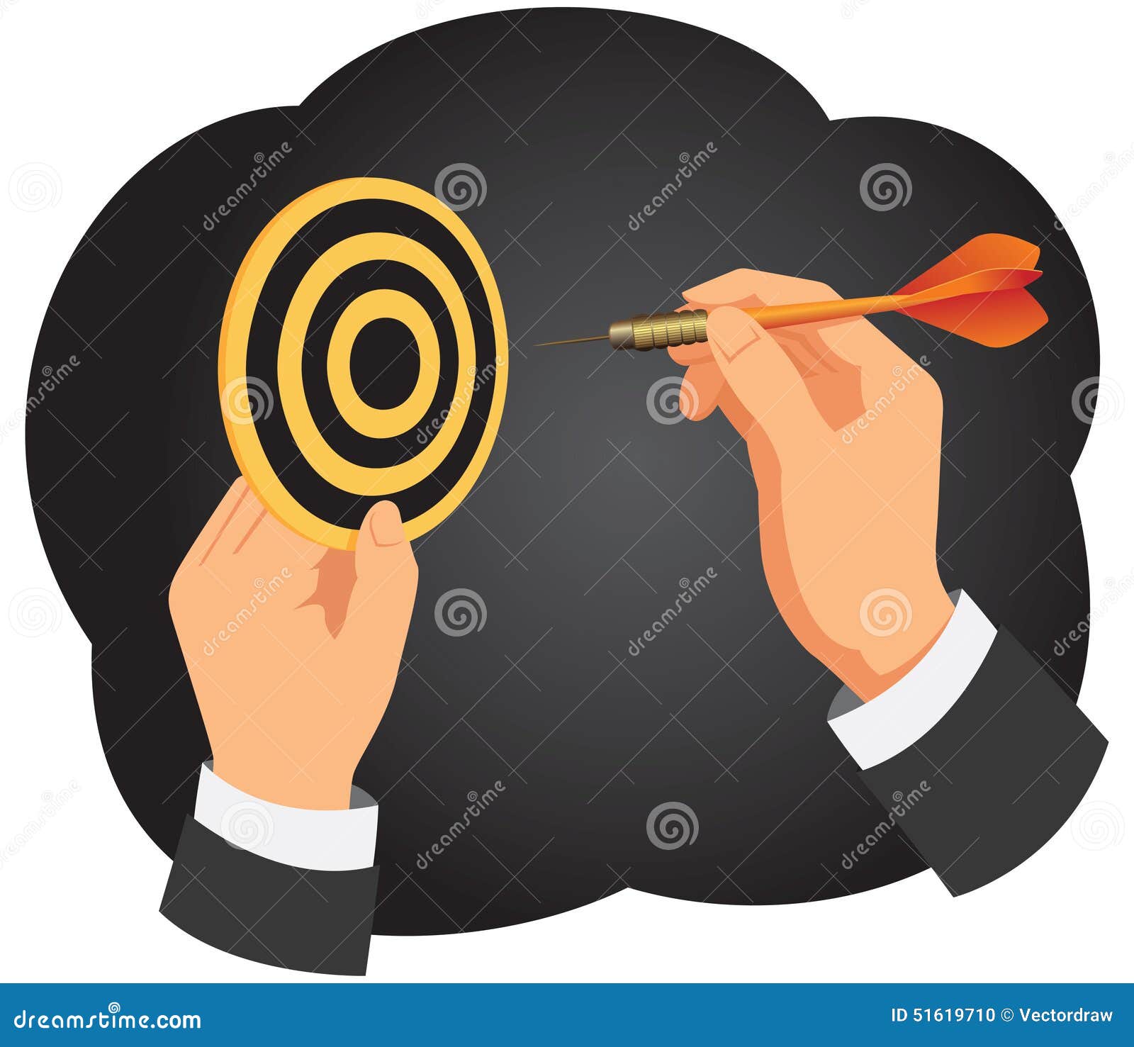 Hand with a dart stock vector. Illustration of arrow - 51619710