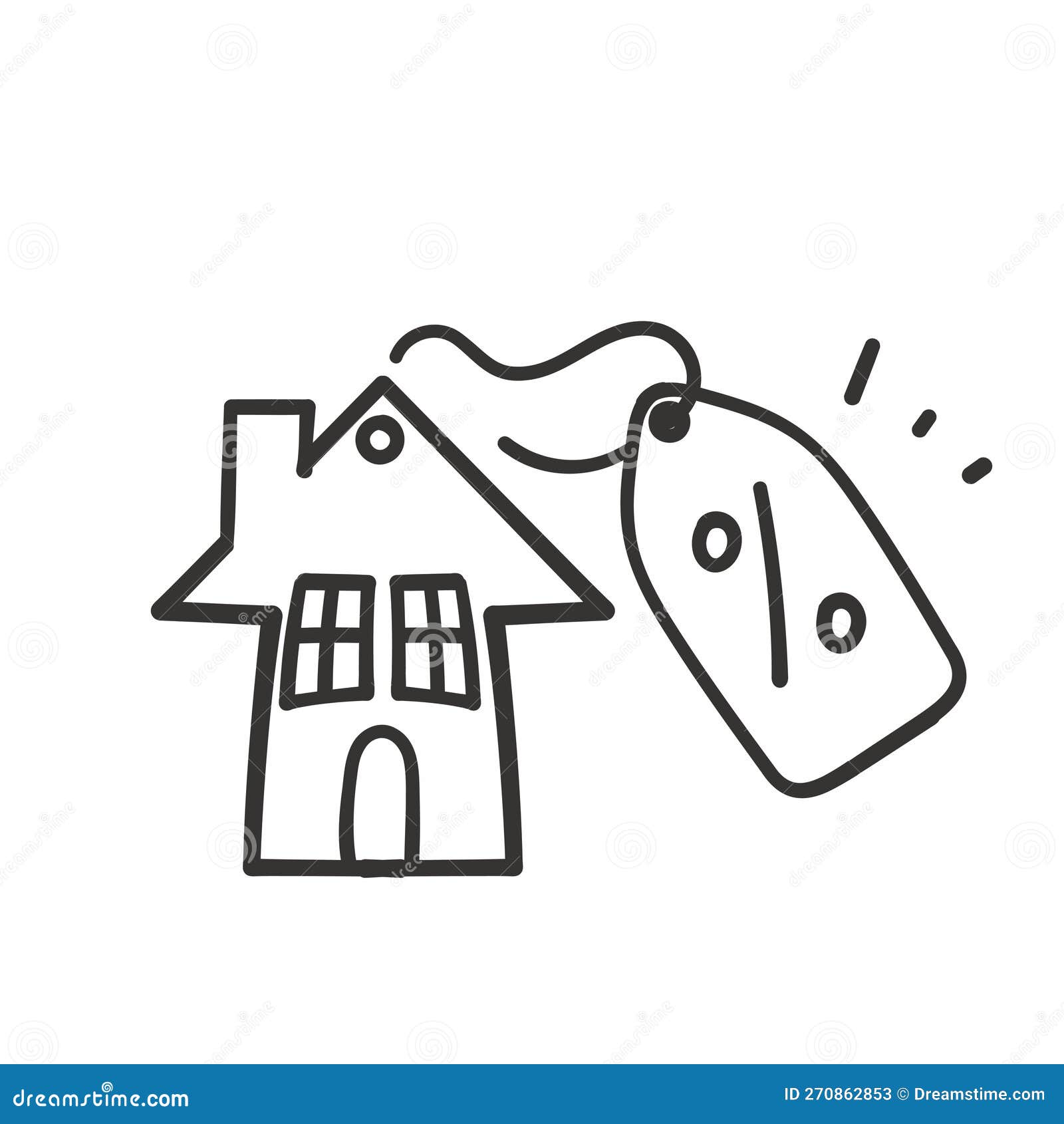 Hand Dawn Doodle House and Price Tag Illustration Stock Vector ...