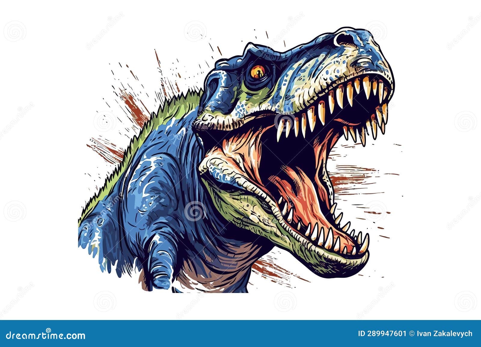 Roaring Dinosaur. Mesozoic Era Carnivorous Dinosaur. Illustration ...