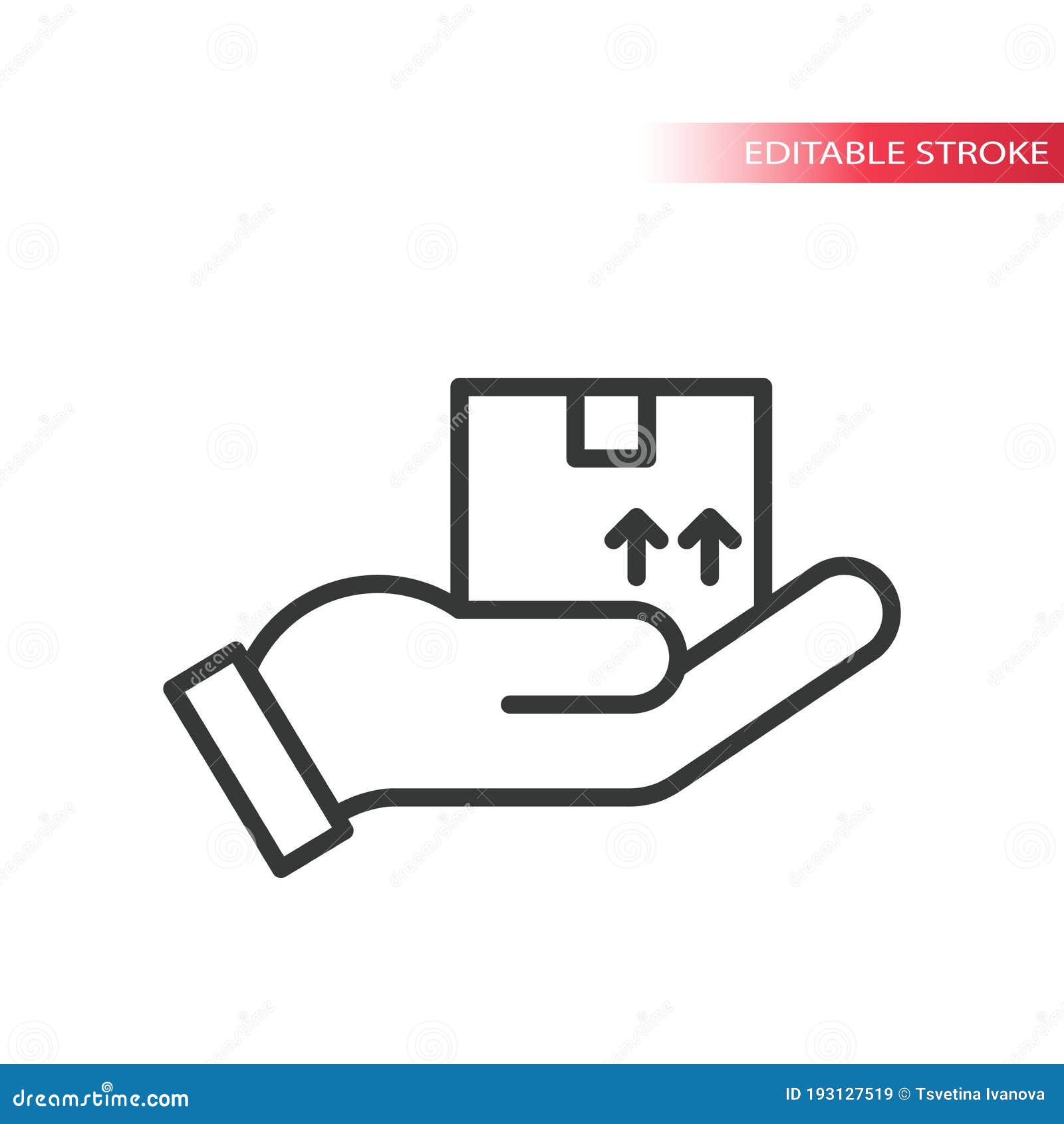 Hand with Delivery Box Thin Line Vector Icon. Delivery Parcel with this ...