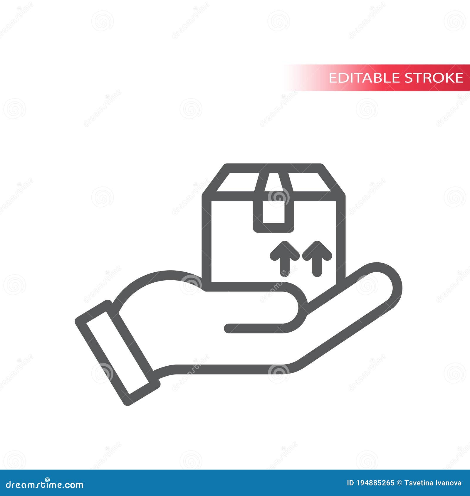 Hand with Delivery Box Thin Line Vector Icon. Delivery Parcel with this ...