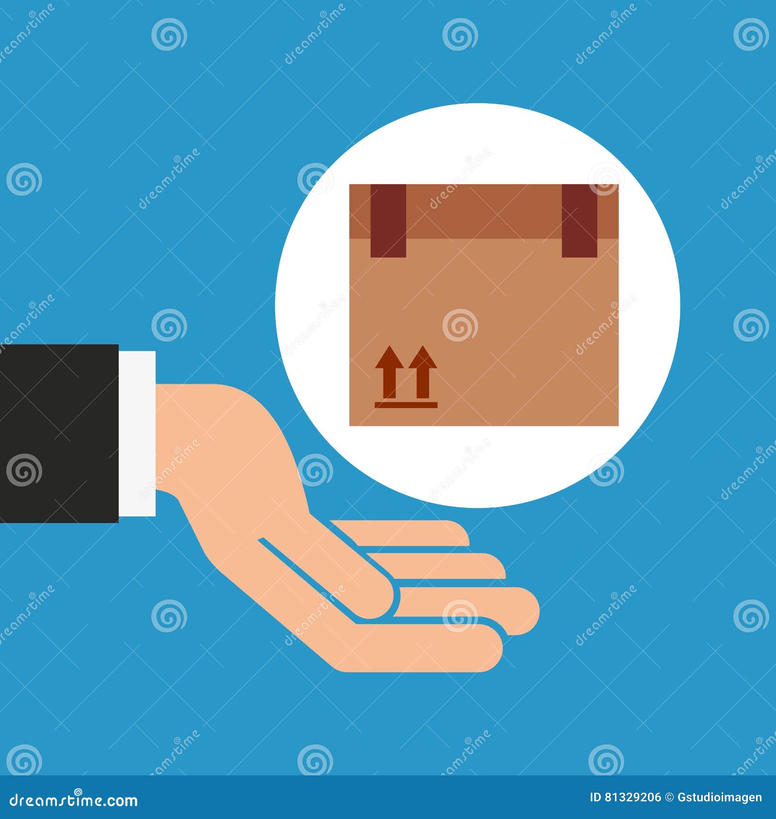 Hand Delivery Service Package Graphic Stock Vector - Illustration of ...