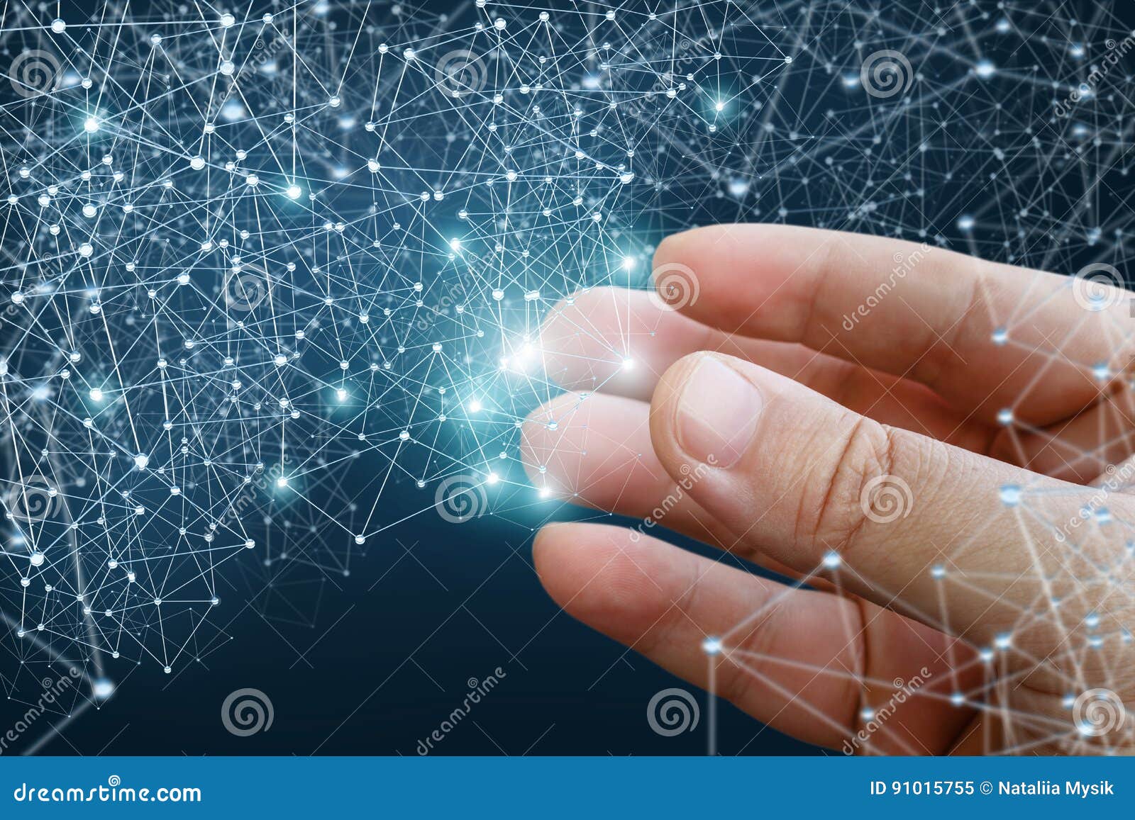 Hand Demonstrating Digital Connection Lines . Stock Image - Image of ...