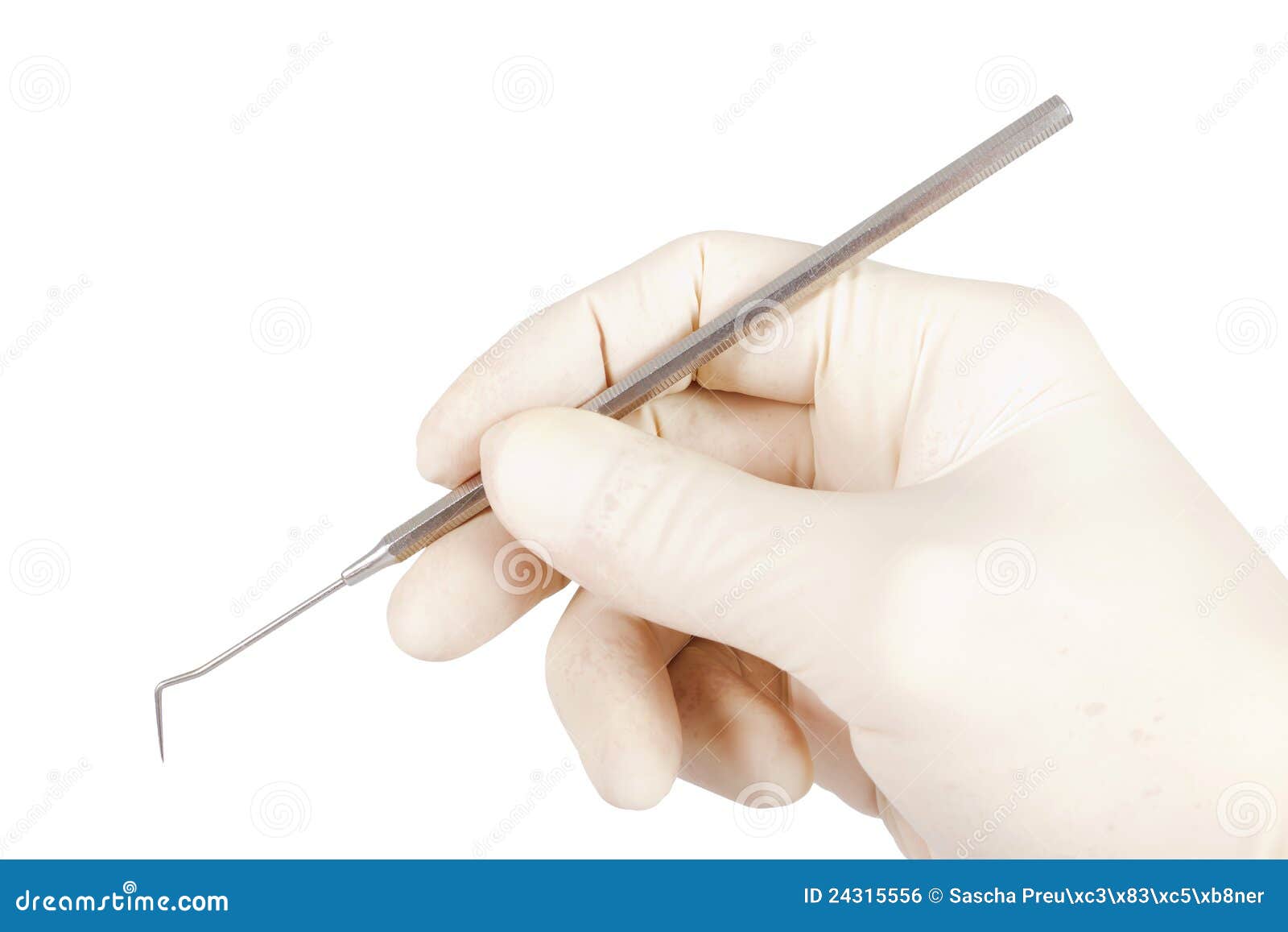 Hand with dental probe stock photo. Image of protective - 24315556