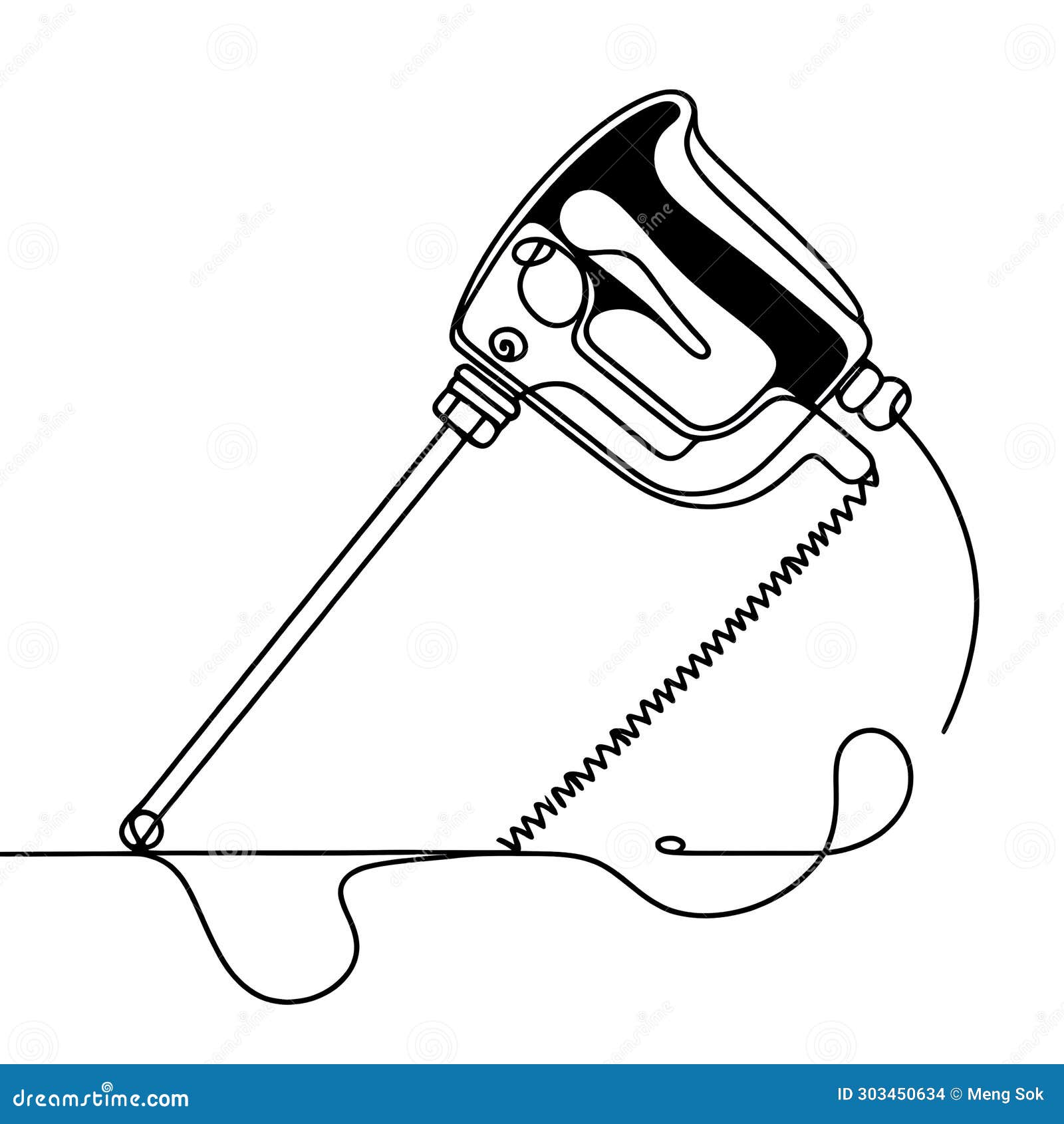 A Hand is Depicted in a Stylized Drawing, Utilizing a Coping Saw To ...