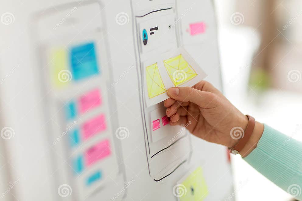 Hand of Developer Working on Ui Design at Office Stock Image - Image of ...