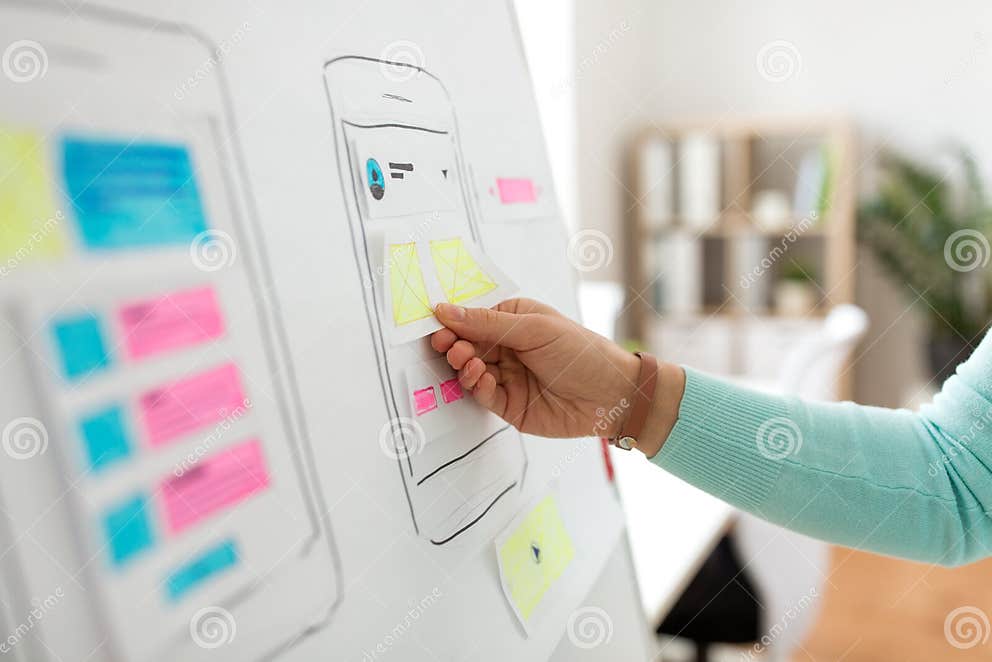 Hand of Developer Working on Ui Design at Office Stock Photo - Image of ...
