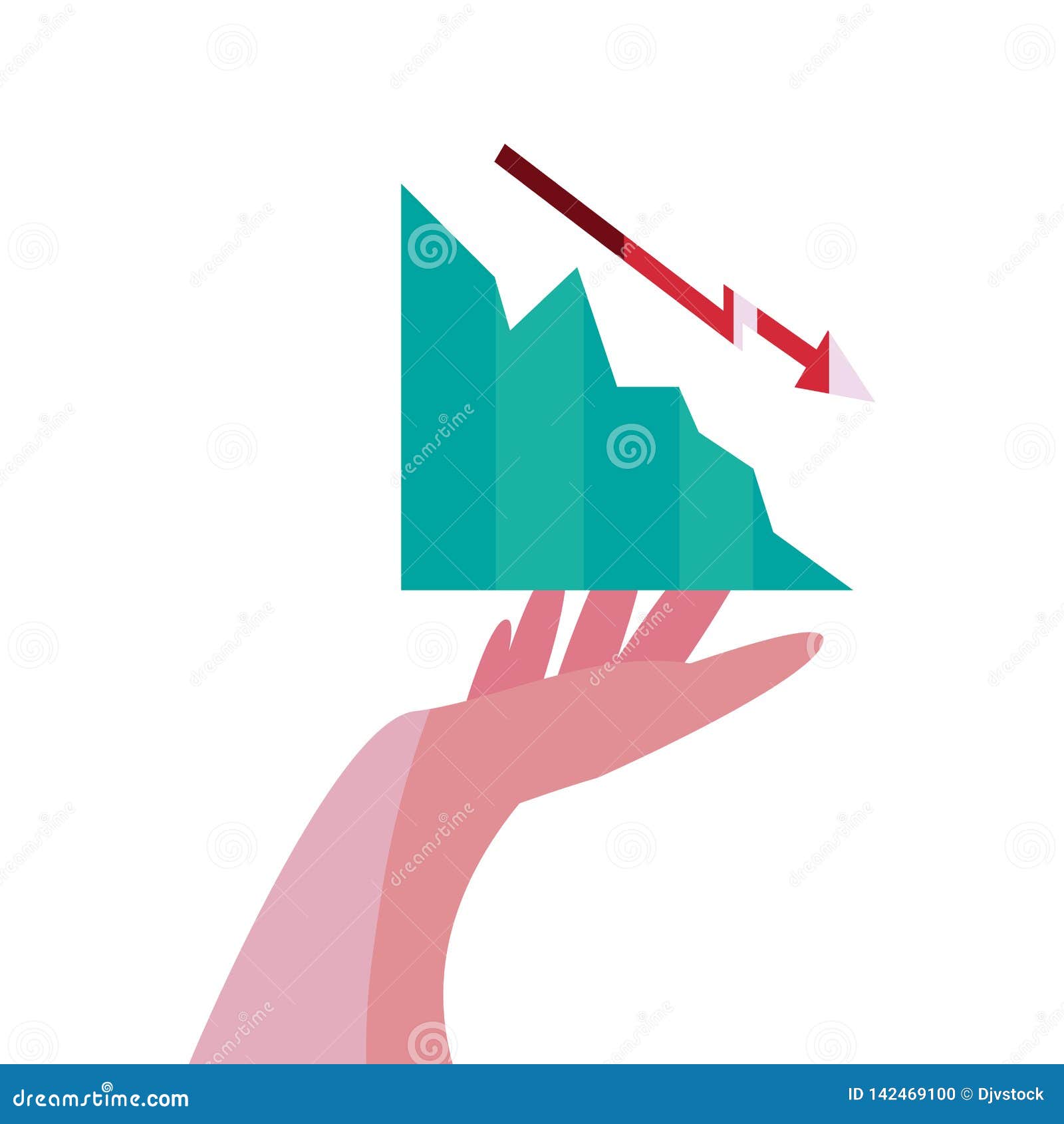 Hand with diagram report stock vector. Illustration of progress - 142469100
