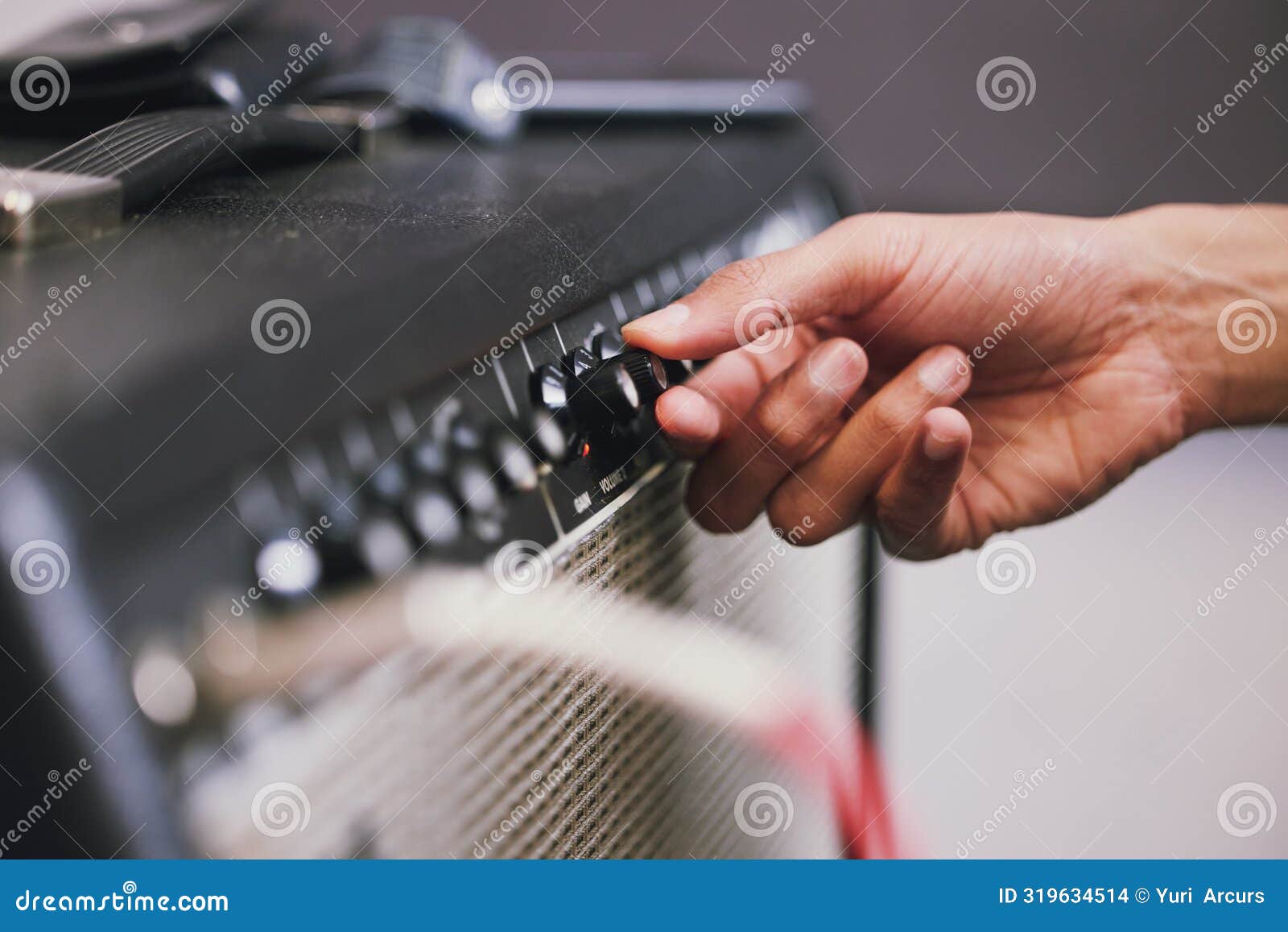 Hand, Dial and Amplifier for Music in Studio for Process, Mixing or ...